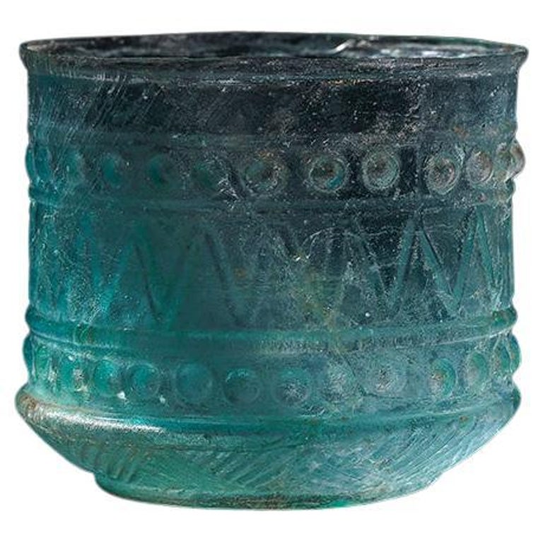 Glass Vessel with Geometric Design, Discovered in 1933 For Sale at 1stDibs