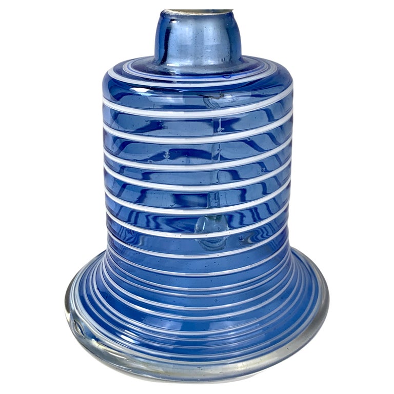 Glass Wedding Bell Blue with White Stripes Made England, Circa 1840 For ...