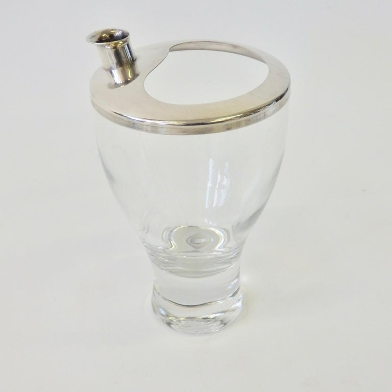 Glass with Silver Lid Martini or Cocktail Pitcher at 1stDibs