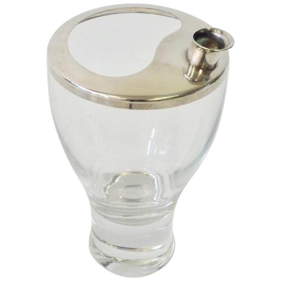 Glass with Silver Lid Martini or Cocktail Pitcher at 1stDibs