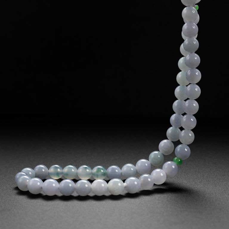 Glassy Blue Jadeite Jade Necklace Certified Untreated at 1stDibs