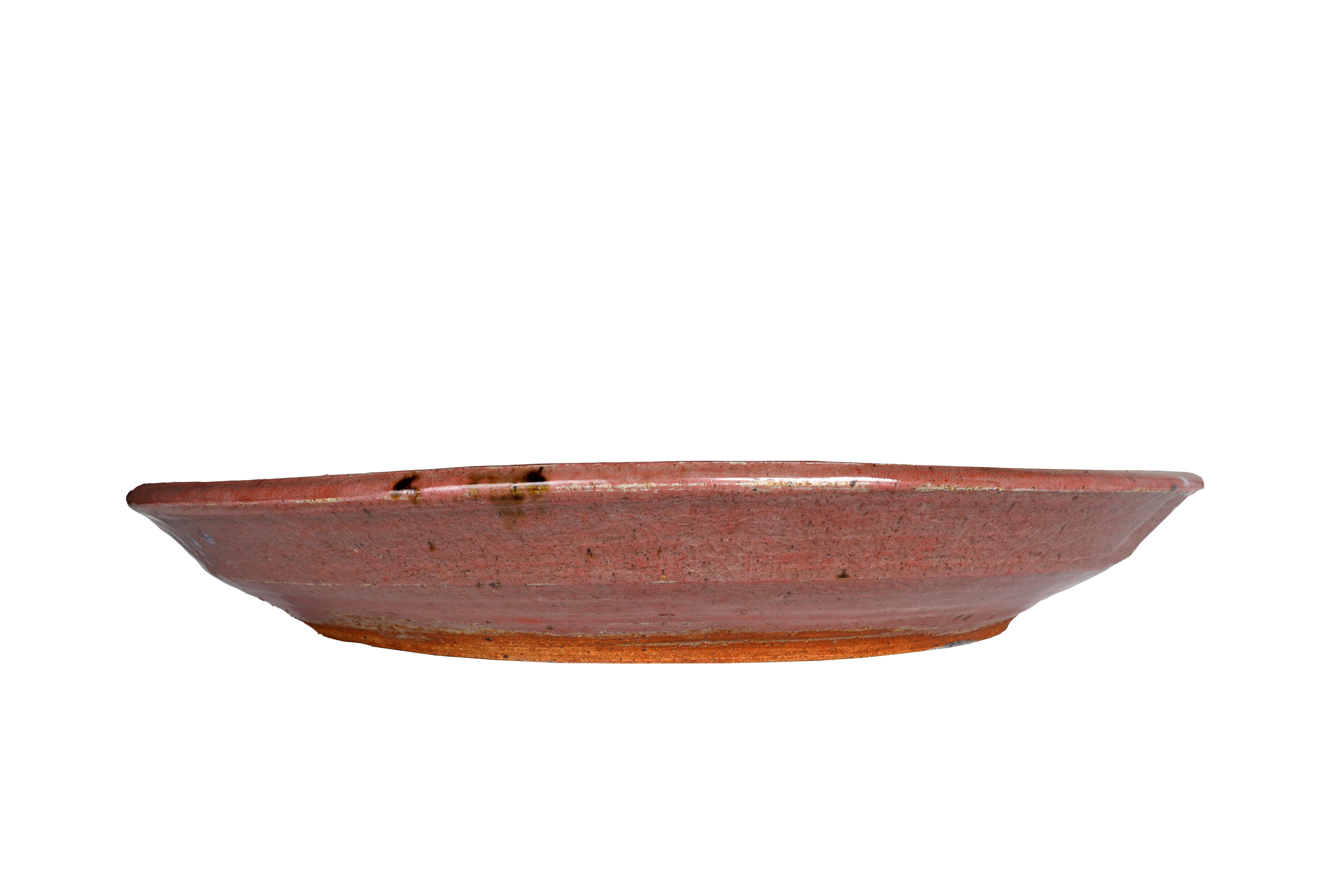Glazed Abstract Pottery Charger For Sale at 1stDibs