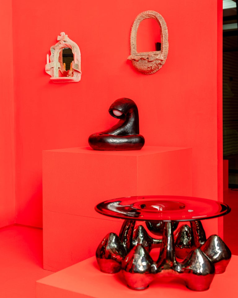 Glazed Ceramic and Blown Glass Coffee Table by Ellen Pong For Sale at 1stDibs