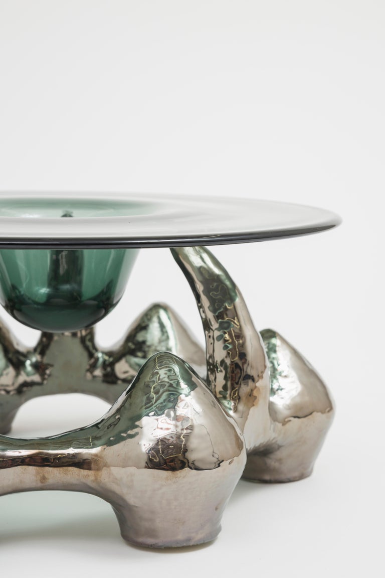 Glazed Ceramic and Blown Glass Coffee Table by Ellen Pong For Sale at 1stDibs