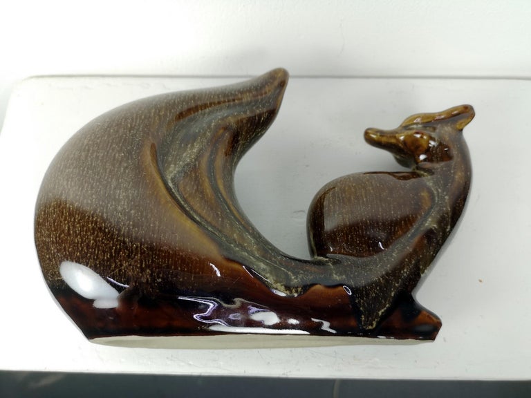 Glazed Ceramic Fox Sculpture, 1960s For Sale at 1stDibs