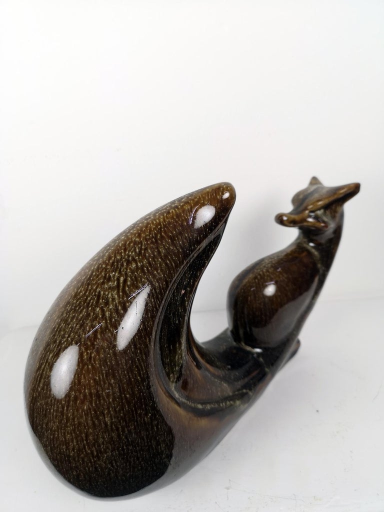 Glazed Ceramic Fox Sculpture, 1960s For Sale at 1stDibs