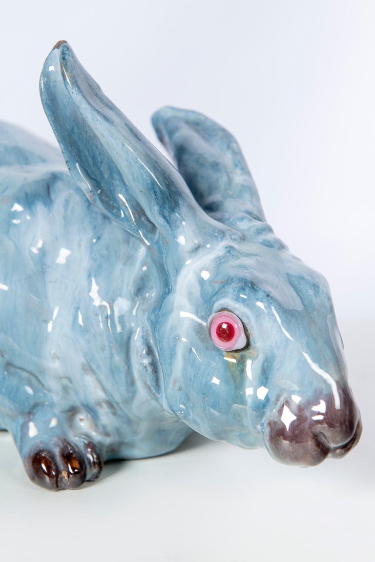 Glazed Ceramic Rabbit, France, Early 20th Century For Sale at 1stDibs