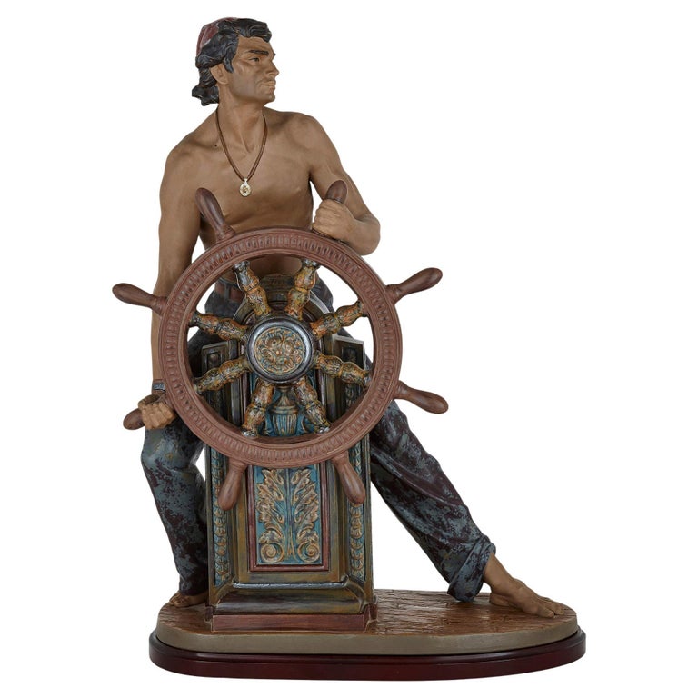 Glazed Ceramic Sculpture of a Helmsman by Spanish Maker Lladró For Sale ...