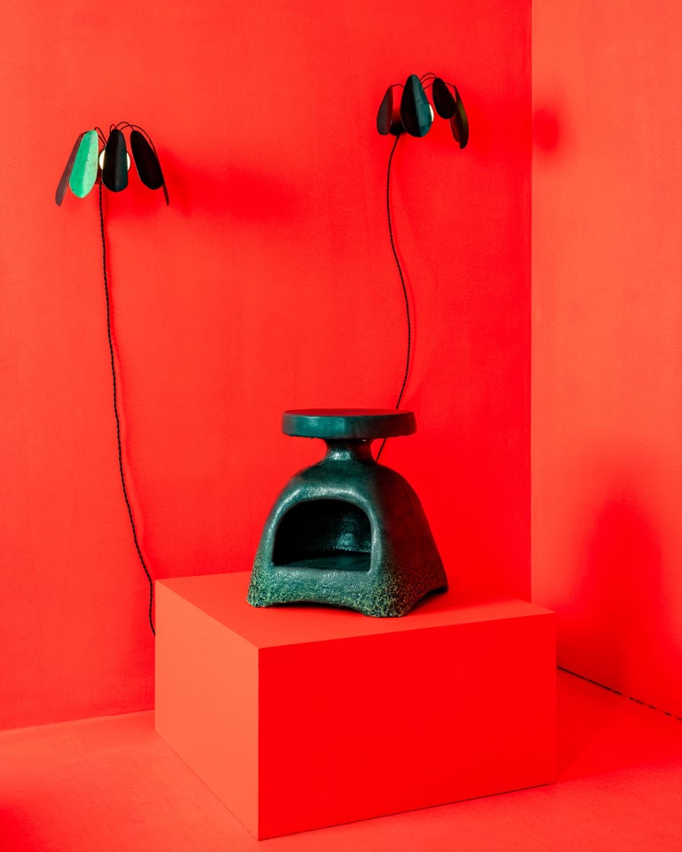Glazed Ceramic Swivel Stool by Ellen Pong For Sale at 1stDibs