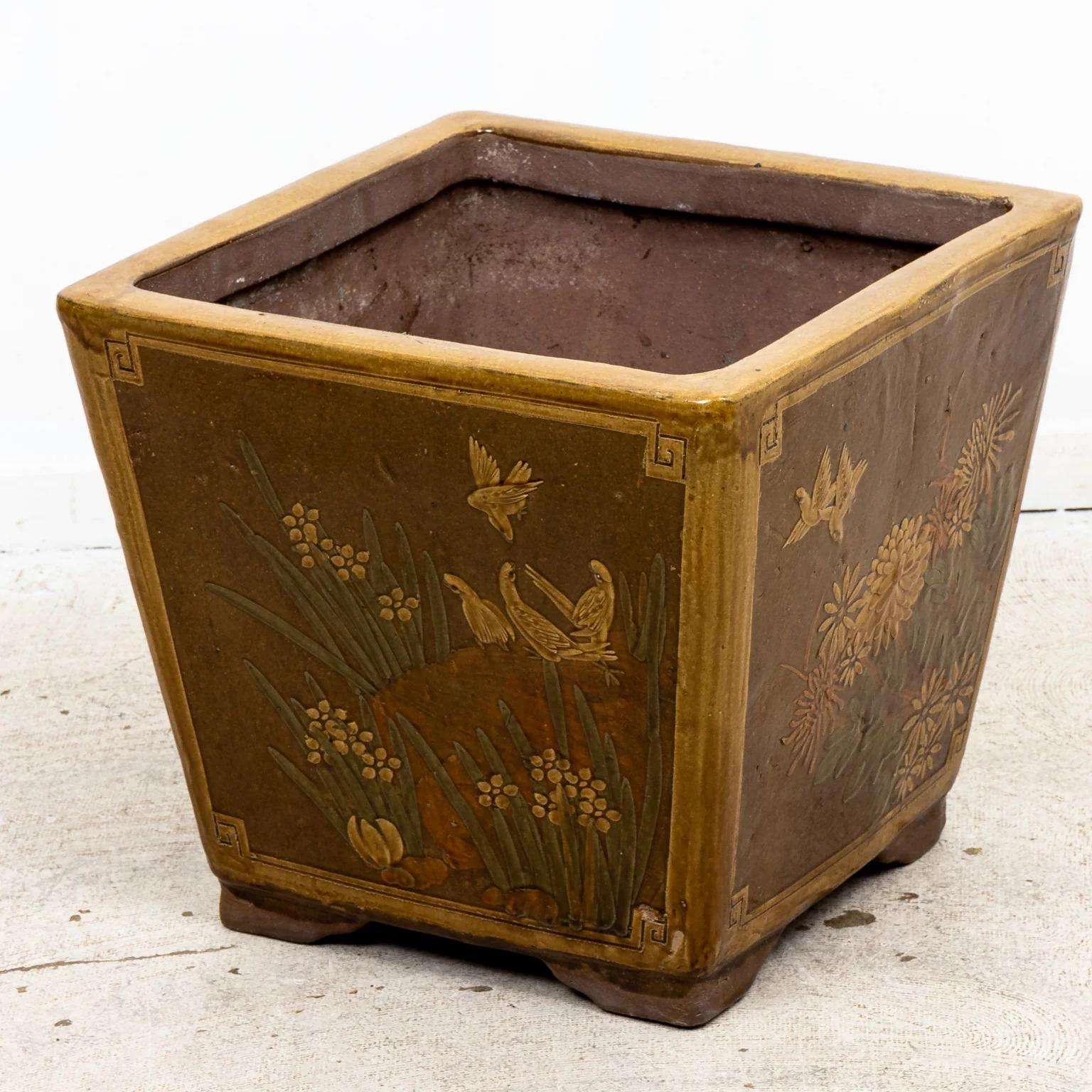 Glazed Chinese Pottery Planter For Sale at 1stDibs