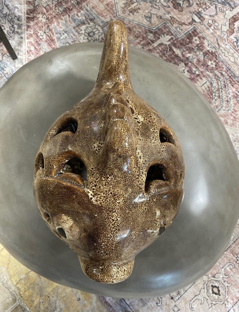 Glazed Large Earthenware Pottery Ceramic Garden Fish Figure Sculpure at ...