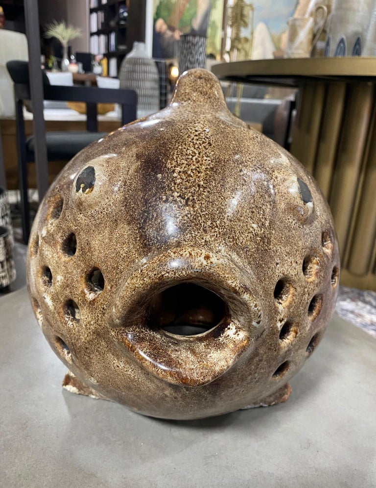 Glazed Large Earthenware Pottery Ceramic Garden Fish Figure Sculpure at ...