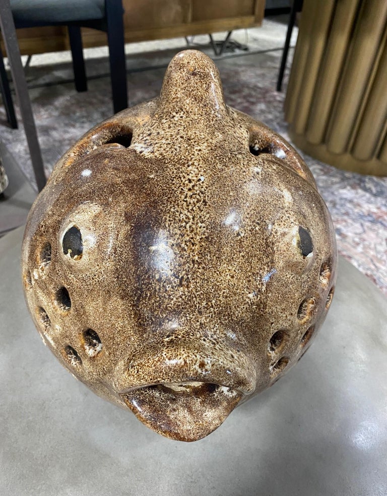 Glazed Large Earthenware Pottery Ceramic Garden Fish Figure Sculpure at ...