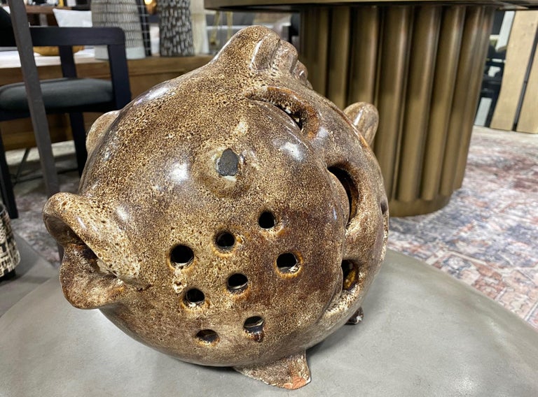 Glazed Large Earthenware Pottery Ceramic Garden Fish Figure Sculpure at ...