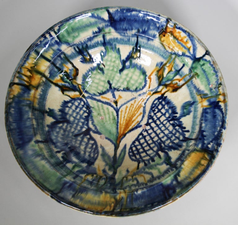 Glazed Hispano-Moresque Earthenware Dish Bowl at 1stDibs