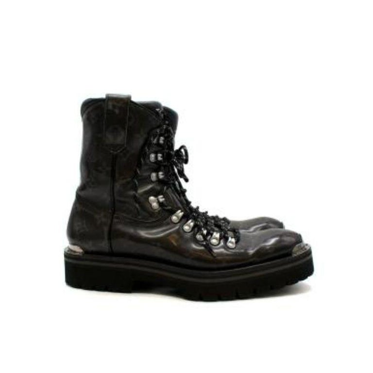 Glazed Monogram Outland Lace-Up Boots For Sale at 1stDibs