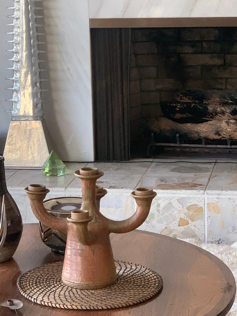 Glazed Oval Terracotta Candelabra by F. Carlton Ball For Sale at 1stDibs