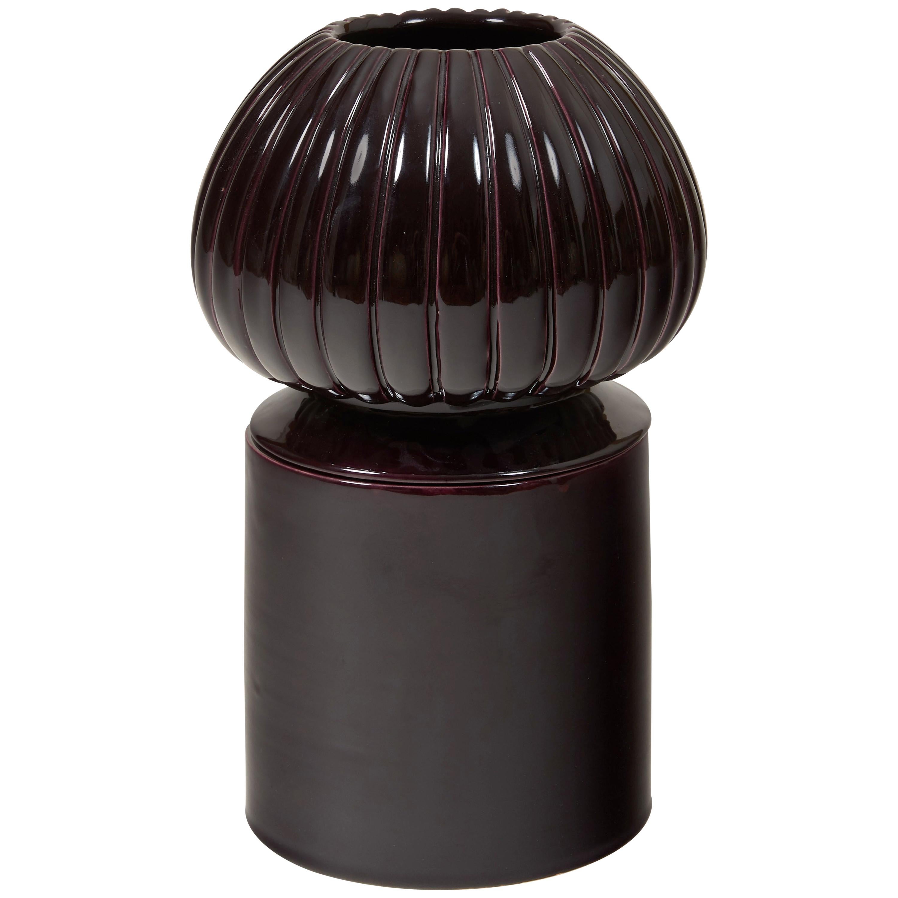 Glazed Purple Large Ceramic Candleholder with Sculpted Lid by Laura ...
