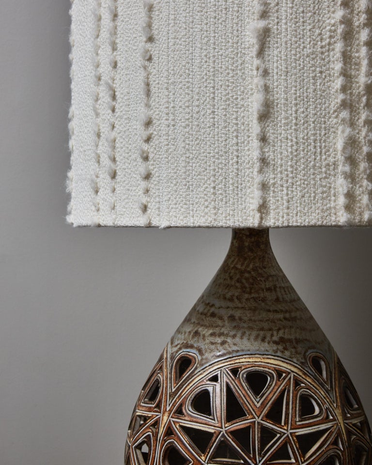 Glazed Sandstone Table Lamp with Openworks For Sale at 1stDibs