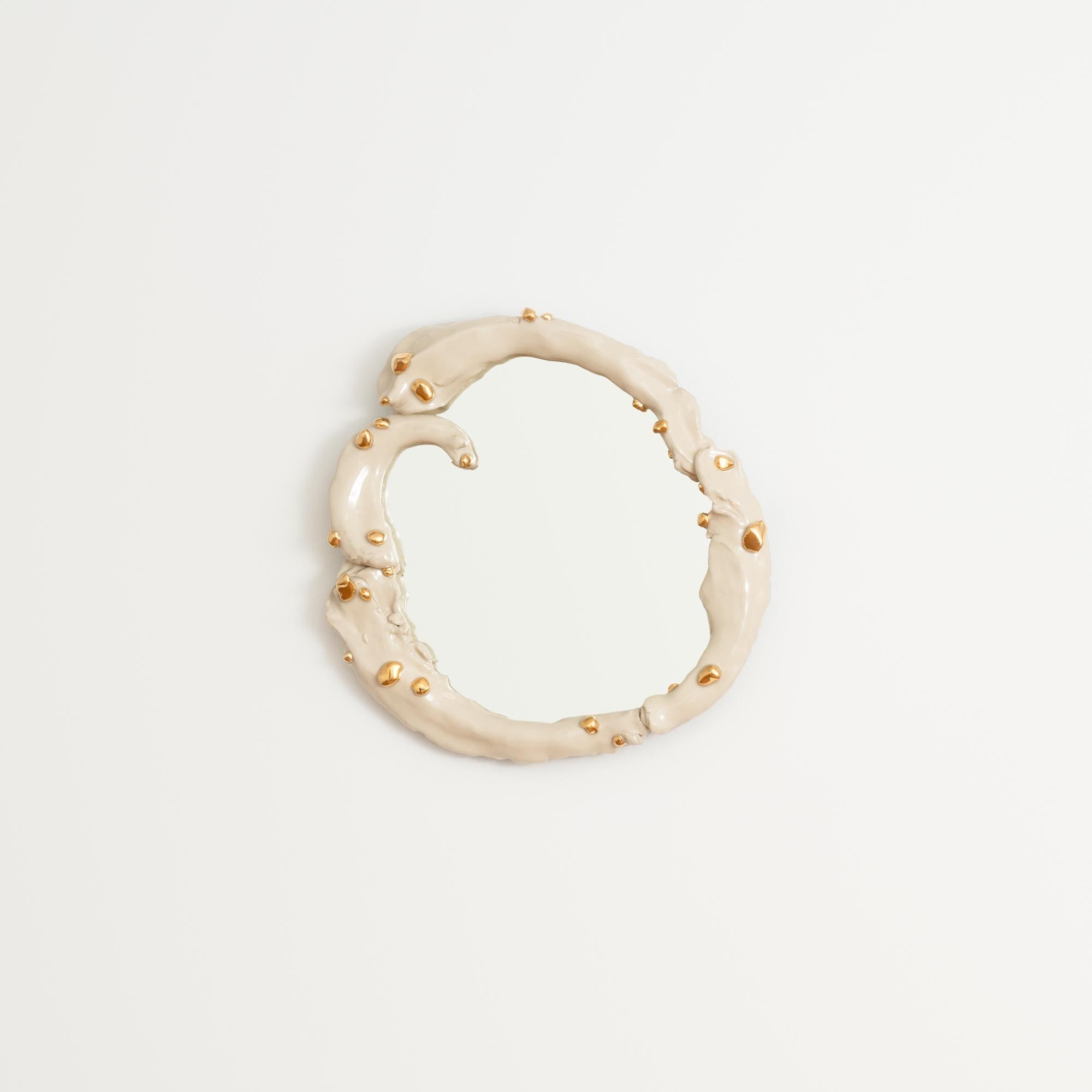 Contemporary Glazed Stoneware and 22k Gold Luster Sculptural Wall ...