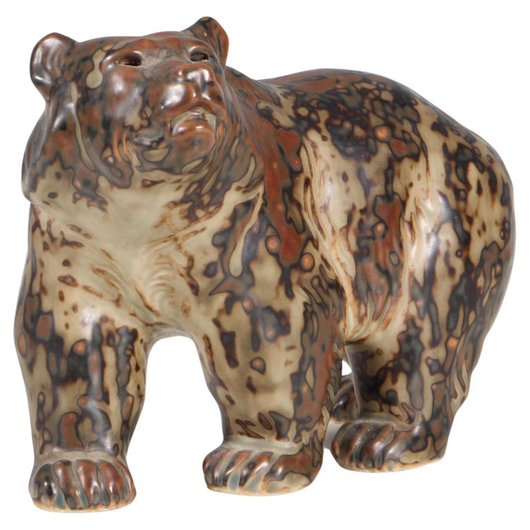 Glazed Stoneware Bear Figurine, Knud Kyhn for Royal Copenhagen #20155 ...