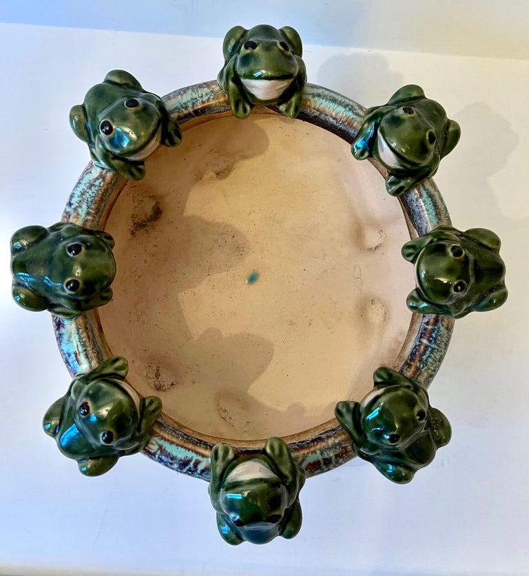 Glazed Terracotta Footed Planter or Jardiniere with Frogs For Sale at ...