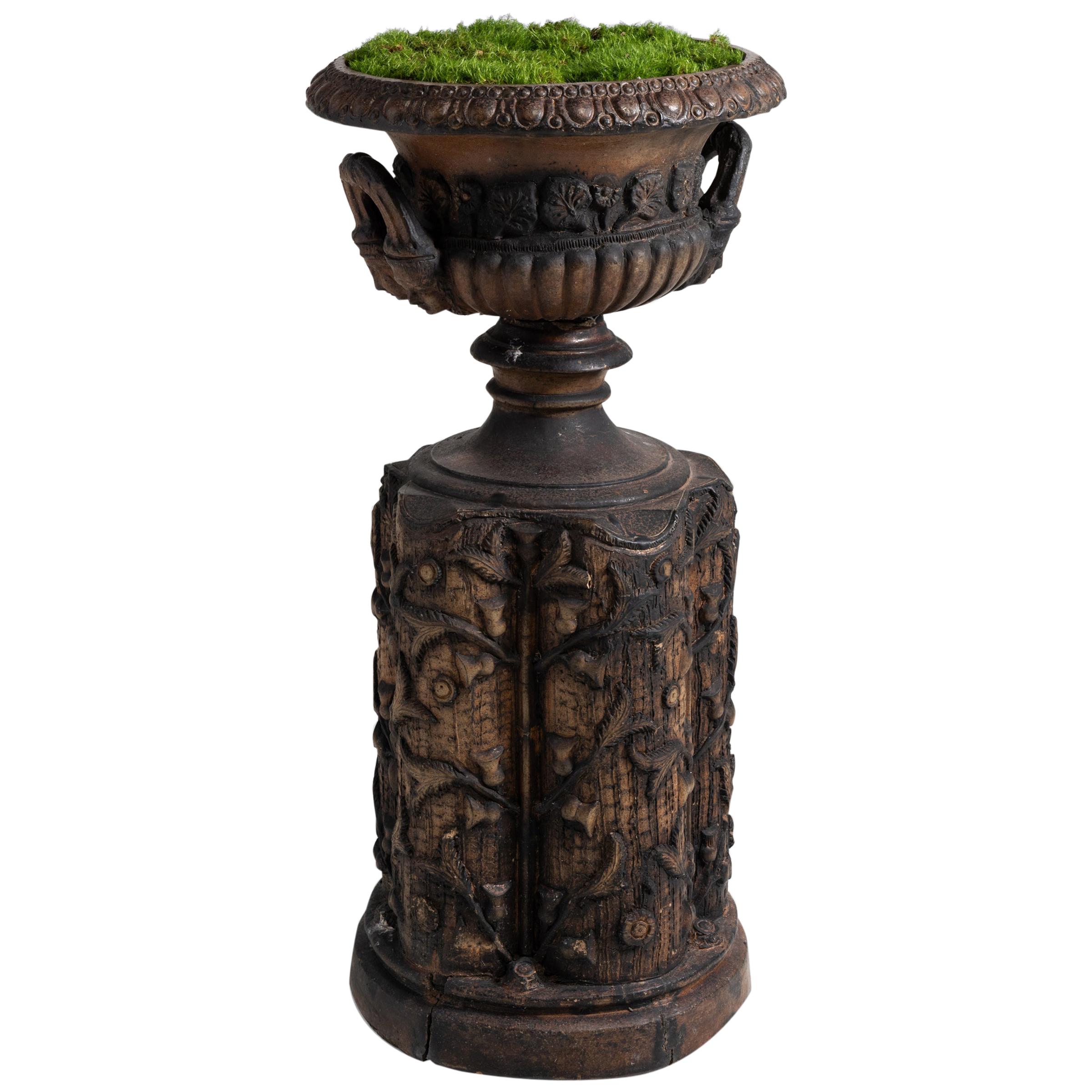 Oversized Italian Glazed Urns Medusa Face and Handles Circa 1920 '2 ...