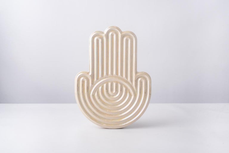 Hamsa Fatima Hand Glazed White High Temperature Ceramic Tray For Sale ...