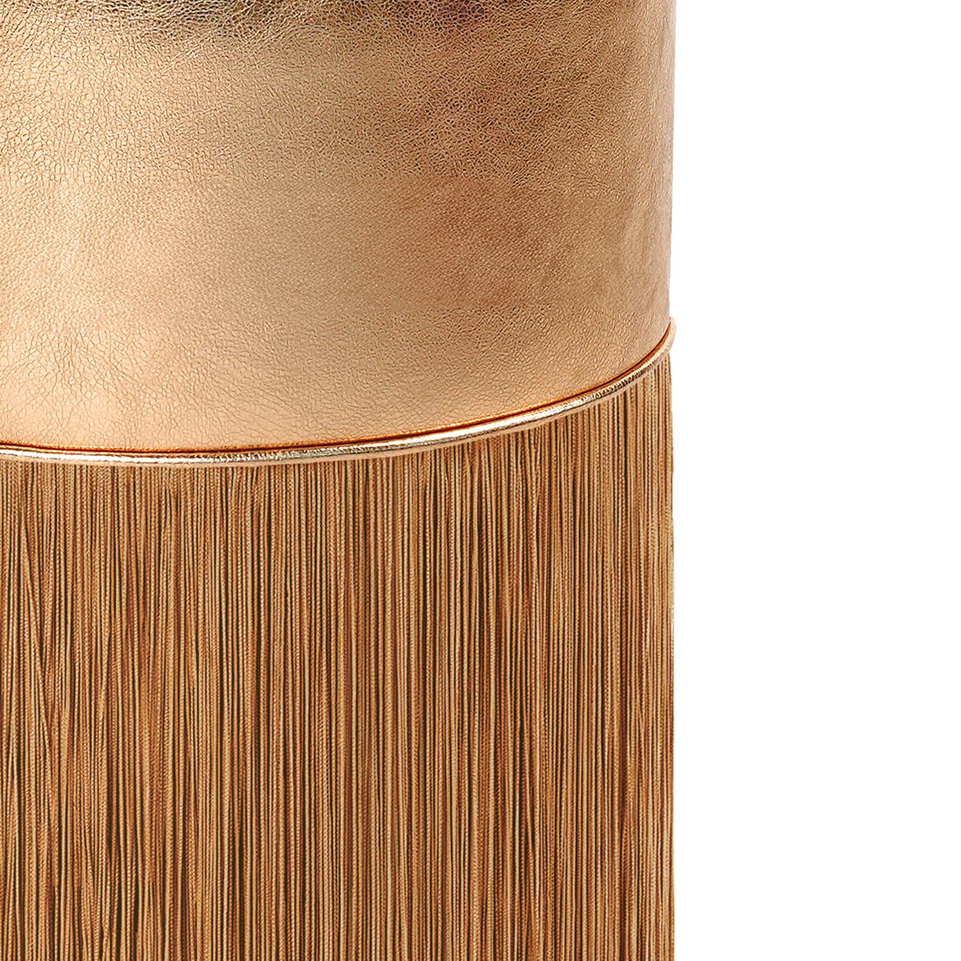 Gleaming Pinky Gold Metallic Leather with Lurex Fringes Pouf by Lorenza ...