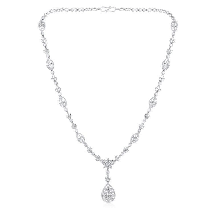 Designer 13.8ct Natural Diamond Marquise Pear 10K Gold Wedding Y-Drop ...