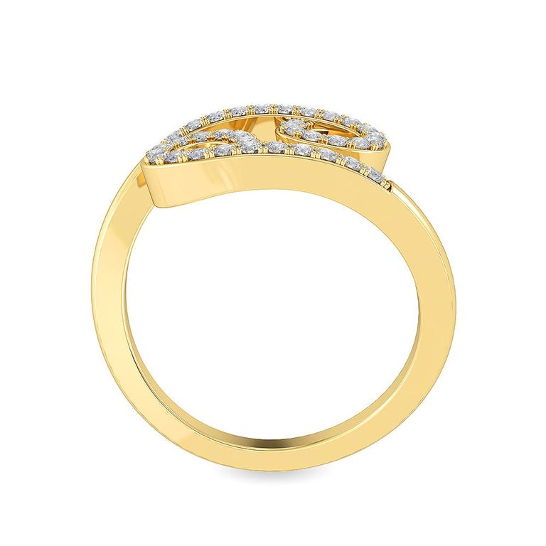 Gleamire 14k Gold 0.3 Carat Natural Diamond Designer Yellow Cross Ring ...