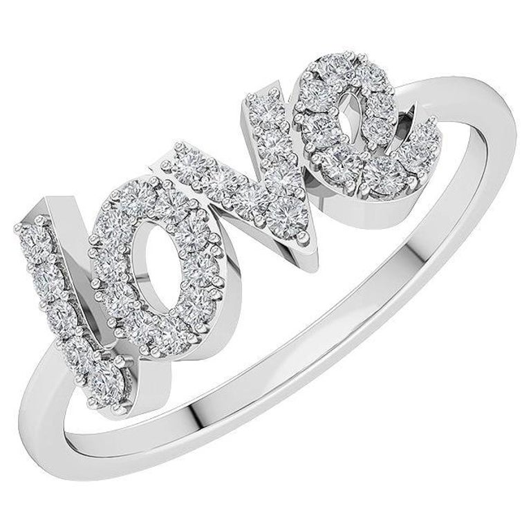 14k Gold Natural Diamond VS Designer Love Written Alphabets Bold Ring ...