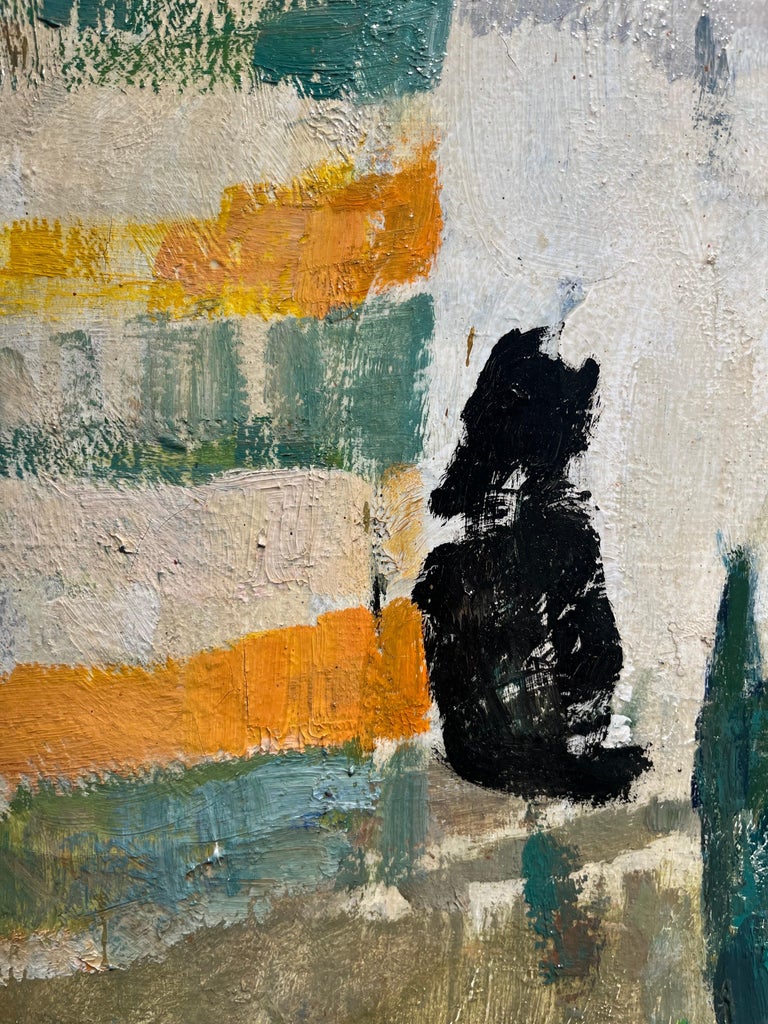 Gleb Savinov - "Studio interior with black cat" Oil cm. 76 x 66 1983 ...
