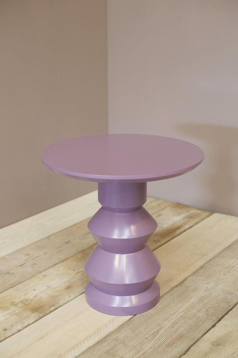 'Glen' Turned Wood Lacquered Side Table, Heather For Sale at 1stDibs
