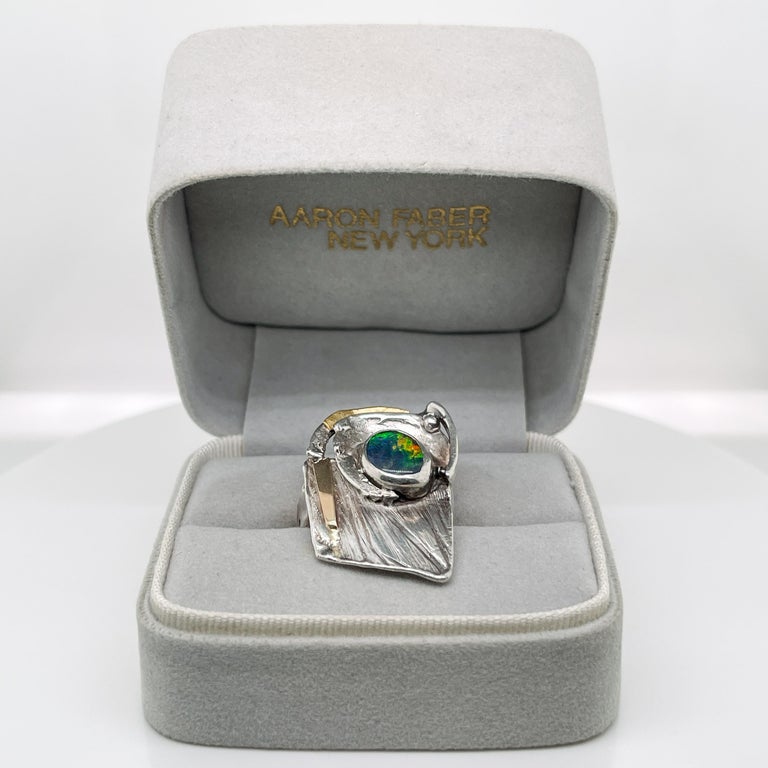 Glenda Arentzen Gold, Sterling Silver and Opal Modernist Ring, Ex-Aaron ...