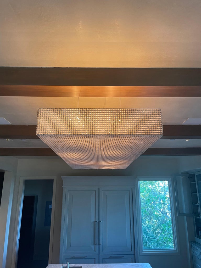 Large Light Fixture with Steel-Trapped Czech English-Cut Beads For Sale ...