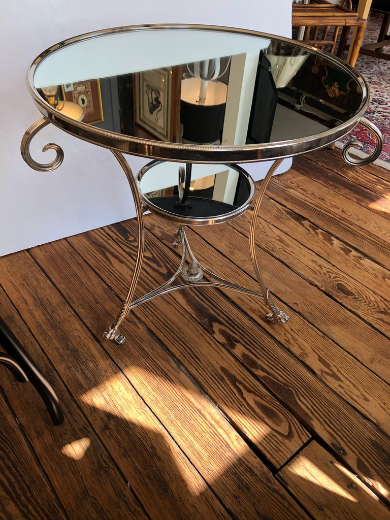 Glimmering Mirrored and Nickel Round Side Table For Sale at 1stDibs