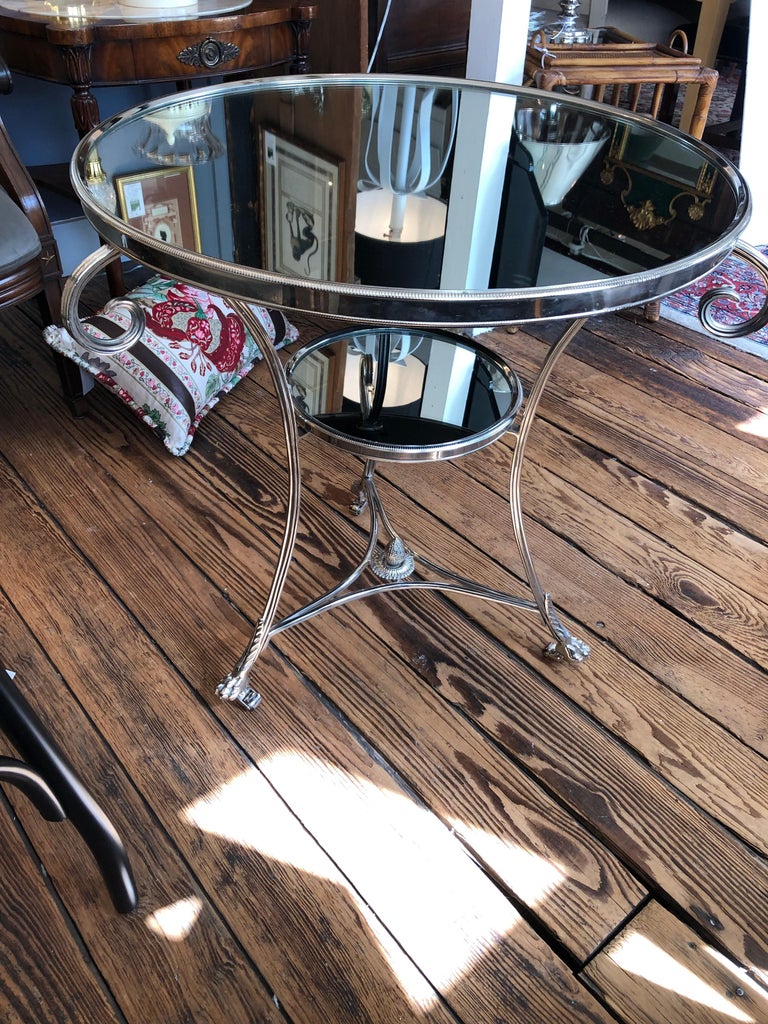 Glimmering Mirrored and Nickel Round Side Table For Sale at 1stDibs