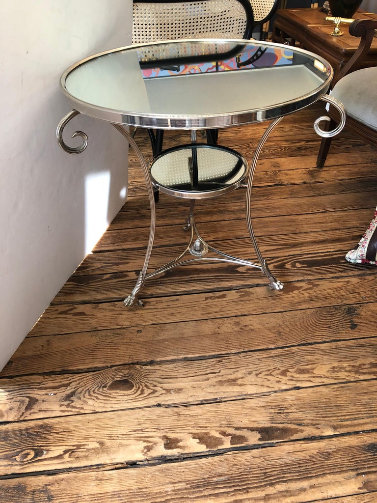 Glimmering Mirrored and Nickel Round Side Table For Sale at 1stDibs