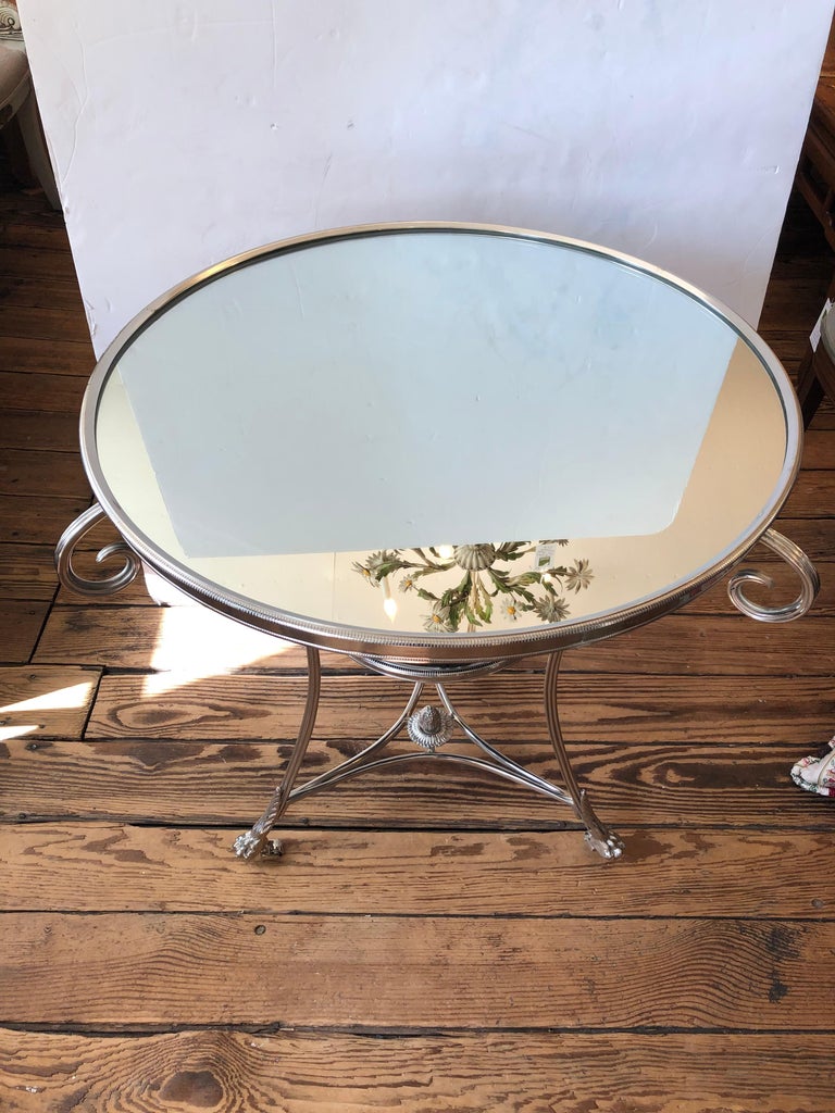 Glimmering Mirrored and Nickel Round Side Table For Sale at 1stDibs