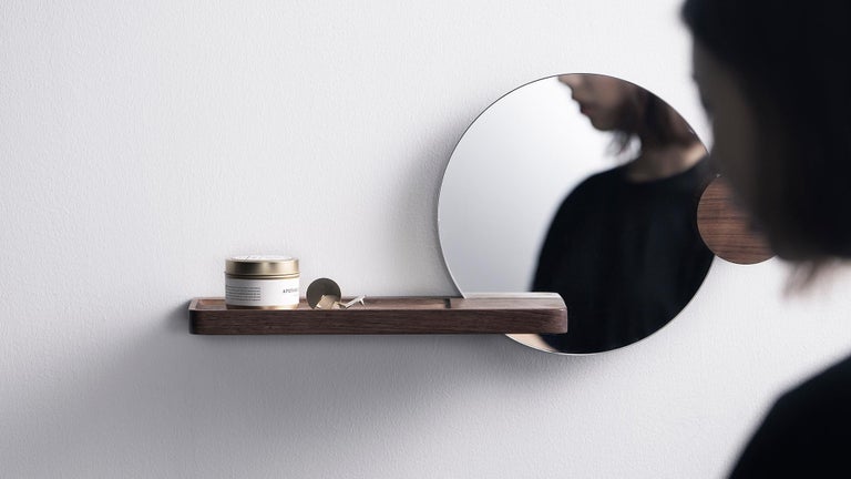 Glimpse Wall Mounted Shelf with Mirror and Coat Rack For Sale at 1stDibs