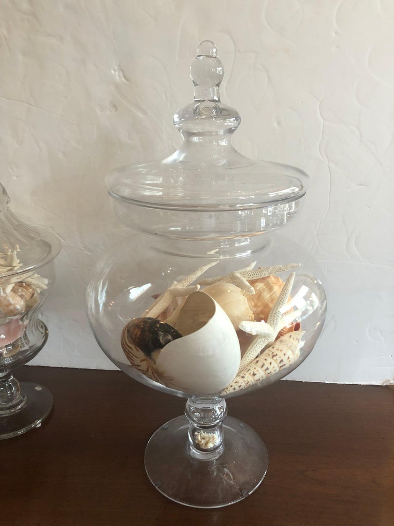 Glistening Collection of 3 Large Crystal and Glass Lidded Urns For Sale ...