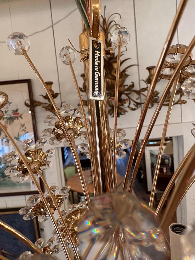 Glistening German Jewel 24 Carat Gold Plated and Crystal Flower ...