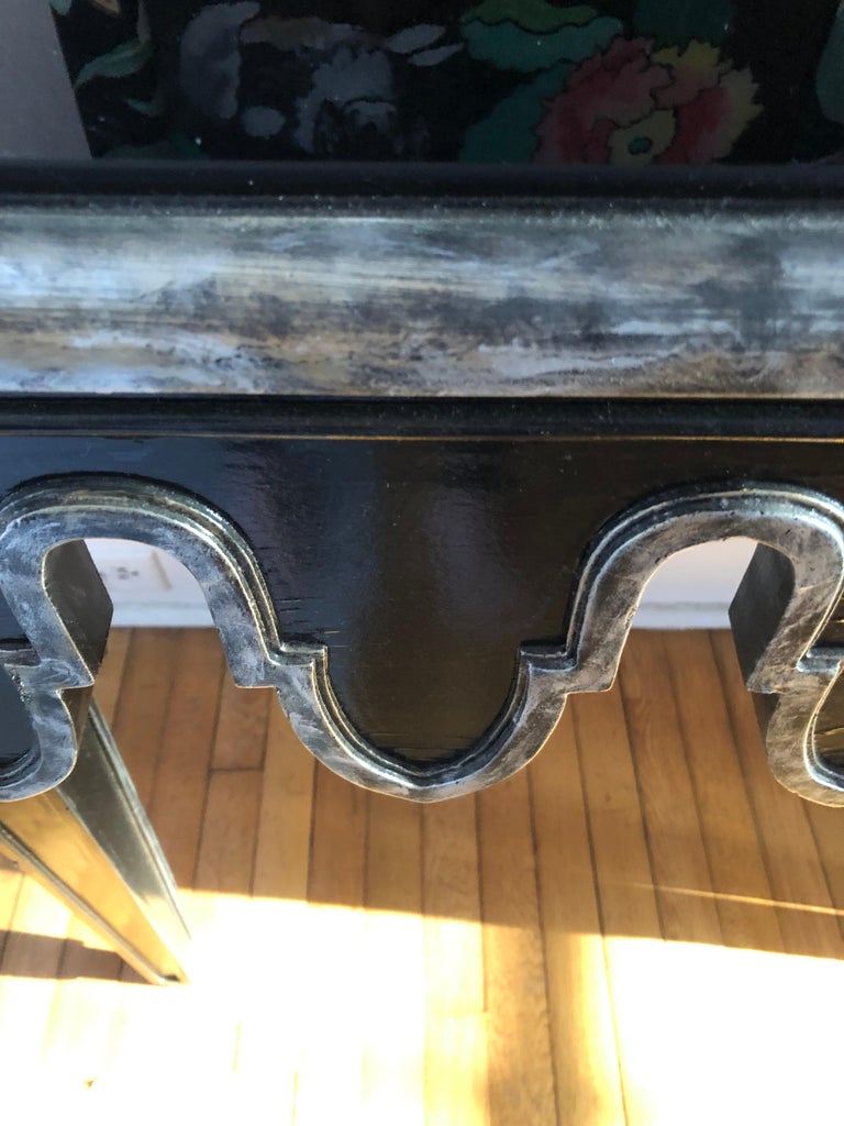 Glitzy Black and Silver Vintage Painted Console For Sale at 1stDibs