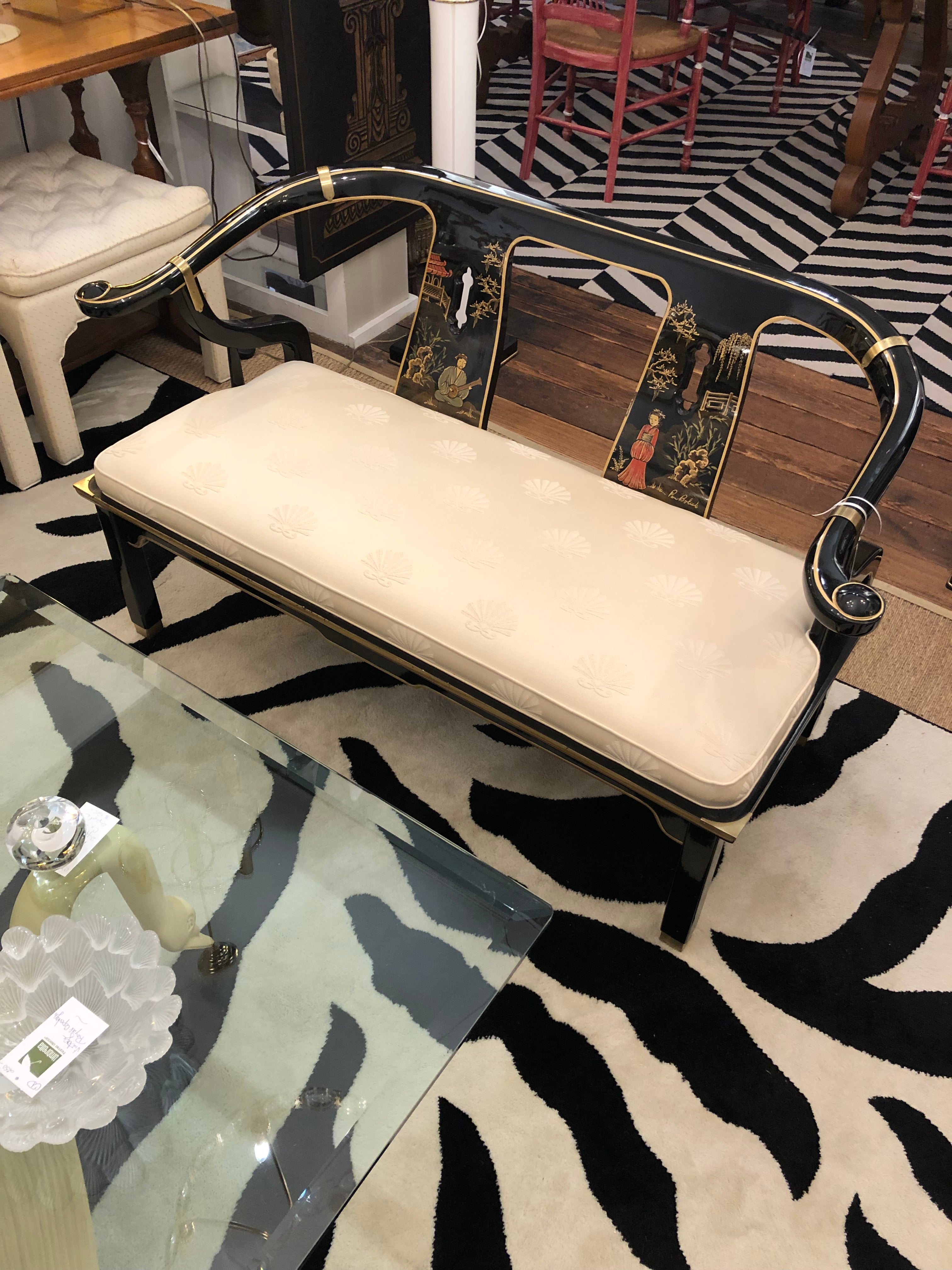 Glitzy Black Gold and Red Lacquered James Mont 3 Piece Livingroom Set ...