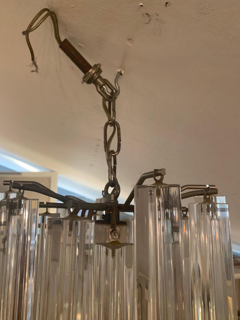 Glitzy Mid-Century Modern Chandelier with Crystal Hanging Columns ...