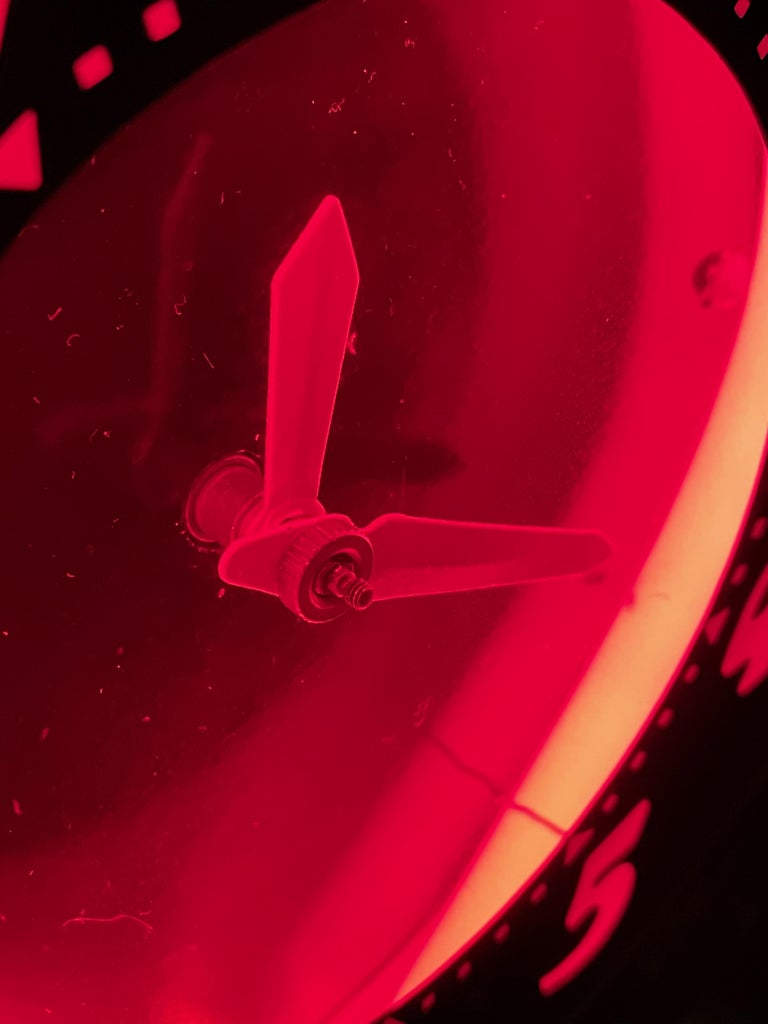 Glo Dial Neon Chrome Desk Clock with Ruby Red Neon at 1stDibs