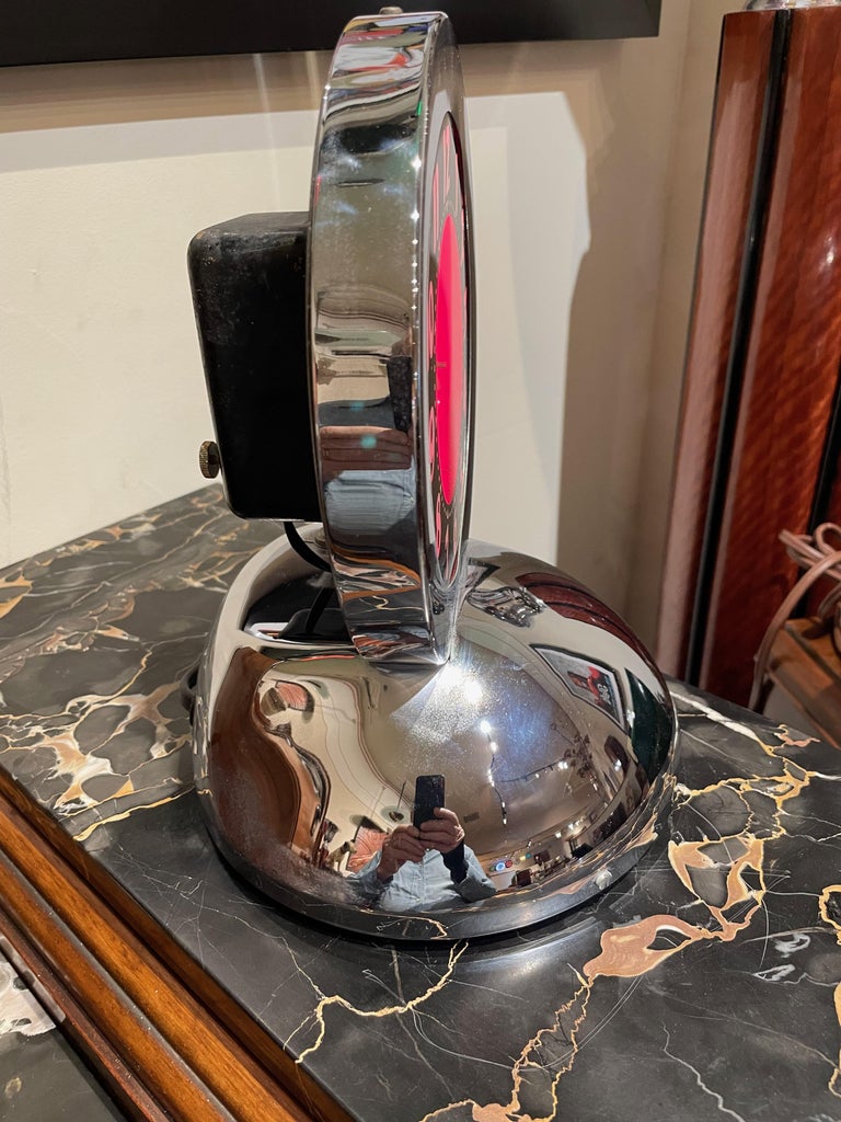 Glo Dial Neon Chrome Desk Clock with Ruby Red Neon at 1stDibs