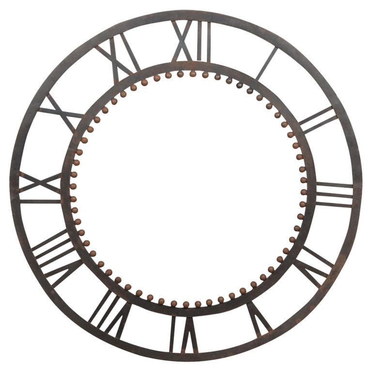 Global Views Sculptural Rustic Iron Decorative Wall Cock Numerals Roman ...