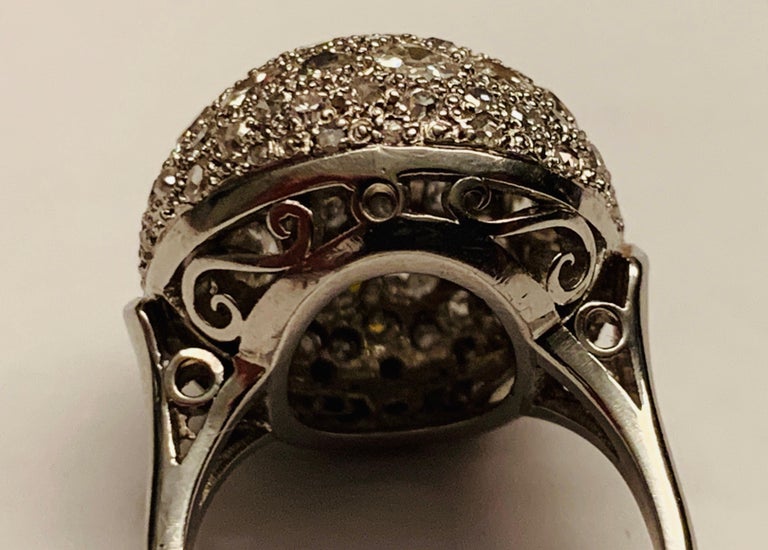 Globe Shaped Vintage Platinum Diamond Ring For Sale at 1stDibs